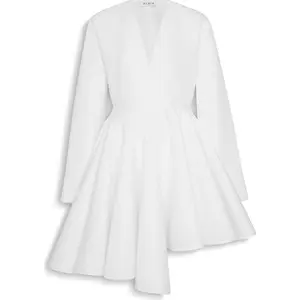 Alaïa Long Sleeve Cotton Poplin Minidress - Blanc