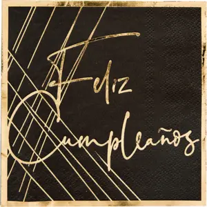 JOLLITY & CO Feliz Cumpleaño Cocktail Napkins - Black