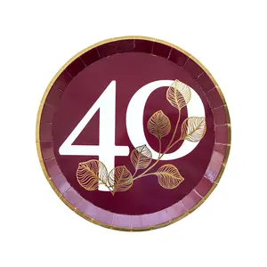 JOLLITY & CO 40th Birthday Or Anniversary Dessert Plates - Mauve