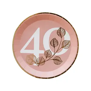 JOLLITY & CO 40th Birthday Or Anniversary Dessert Plates - Pink
