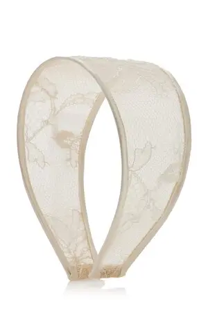LELET NY Giselle Wide Lace Headband - White