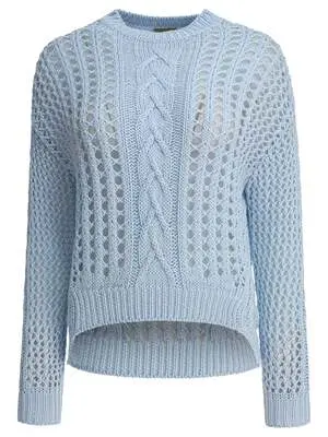 RAKKI Crew-neck Cotton Knit Sweater - Light Blue