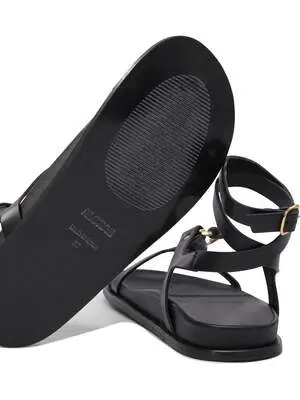 ALOHAS Leather Ankle Sandals - Black