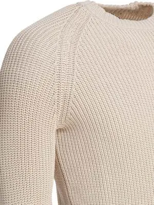 RAKKI Crew-neck Cotton Sweater - Beige
