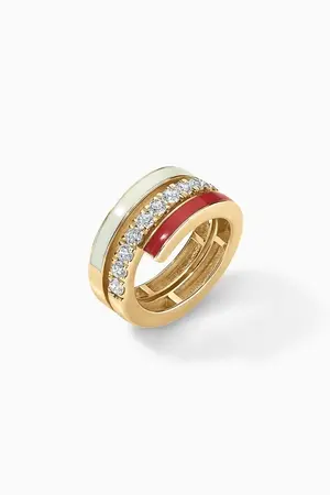 ETIQ Multi Rail Diamond And Enamel Ring