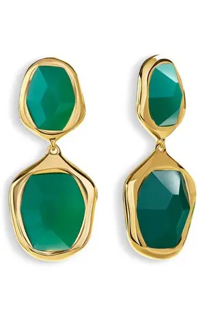Monica Vinader Green Onyx Drop Cocktail Earrings - 18k Gold Vermeil / Green Onyx