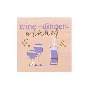 JOLLITY & CO Wine Themed Cocktail Napkins - Wine + Dinner = Winner