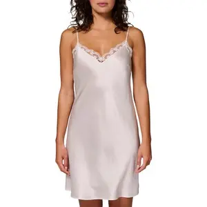 Simone Perele Love Me Night Lace Trim Silk Blend Chemise - Ivory
