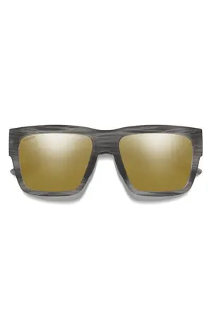 SMITH Polarized Rectangular Sunglasses - Matte Gray Horn / Bronze