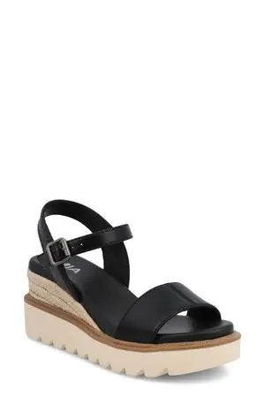 Mia Ophida Ankle Strap Platform Wedge Sandal - Black