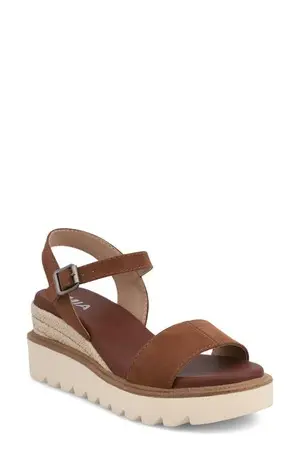 Mia Ophida Ankle Strap Platform Wedge Sandal - Cognac Brown
