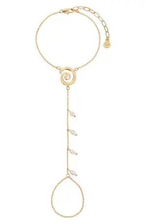 Ettika Aura Freshwater Pearl Hand Chain - Gold