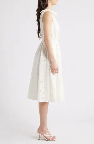 Anne Klein Bow Shoulder Cotton Eyelet Sundress