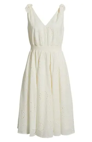 Anne Klein Bow Shoulder Cotton Eyelet Sundress