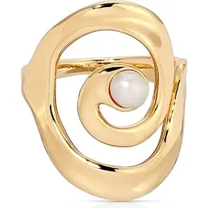 Ettika Aura Swirl Freshwater Pearl Statement Ring - Gold