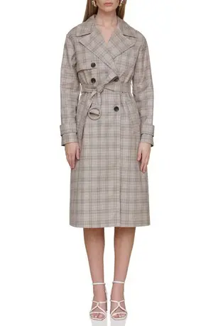 Avec Les Filles Plaid Trench Coat