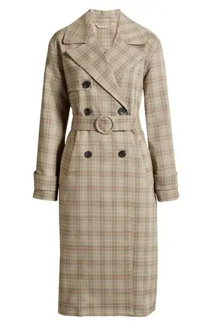 Avec Les Filles Plaid Trench Coat