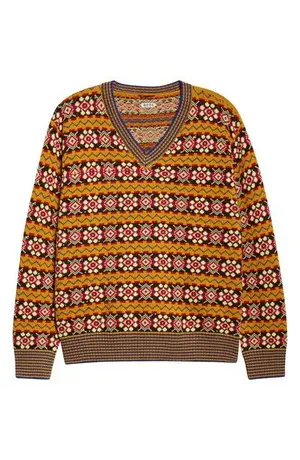 BODE Bracken Fair Isle Cotton Sweater - Brown Multicolor