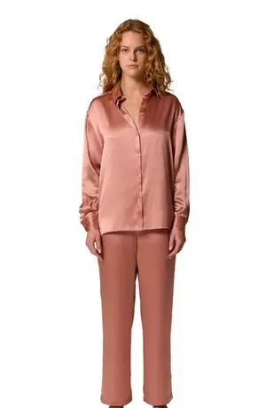 Simone Perele Love Me Silk-blend Button-up Shirt - Smokey Pink