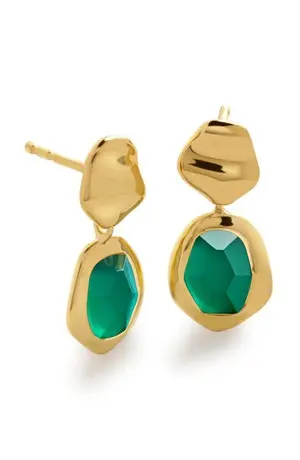 Monica Vinader Odyssey Green Onyx Drop Earrings - 18k Gold Vermeil / Green Onyx