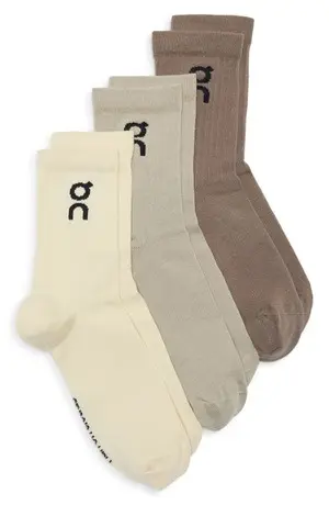 On Logo Organic Cotton Crew Socks - Hare/brume