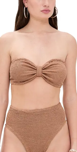 Hunza G Jean Bikini Top - Metallic Cocoa