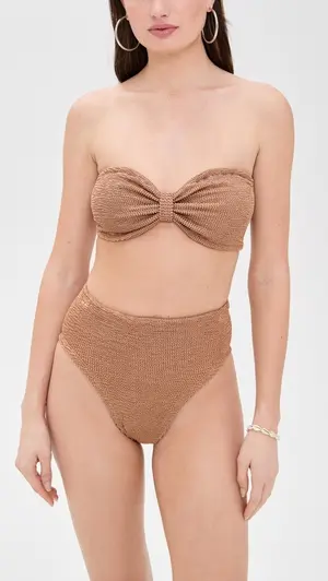 Hunza G Jean Bikini Top - Metallic Cocoa