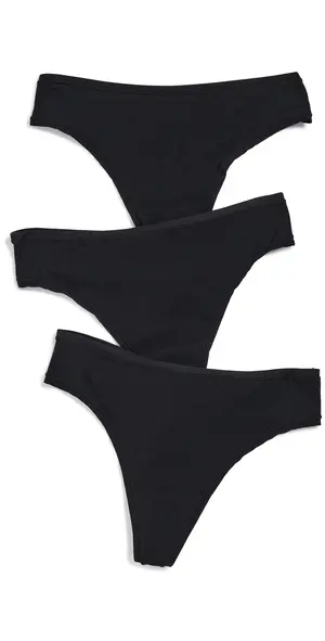 Natori Bliss Bare Cotton Thong 3-pack - Black