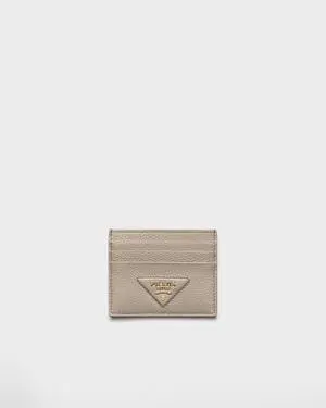 Prada Leather Card Holder - Clay Grey