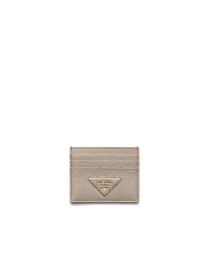Prada Leather Card Holder Grey