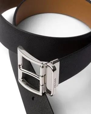 Prada Saffiano Leather Reversible Belt - Black