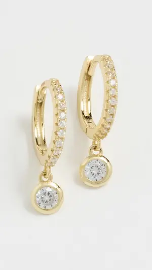 Shashi Bezel Pave Huggie Earrings