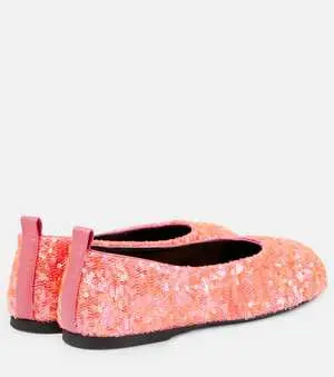 JW Anderson Sequined Ballet Flats - Pink