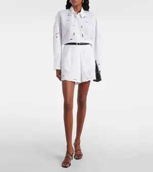 JULIET DUNN Embroidered Cotton Poplin Shorts - White