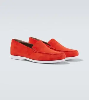 Manolo Blahnik Monaco Suede Loafers - Red