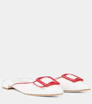 Manolo Blahnik Maysale Raffia Mules