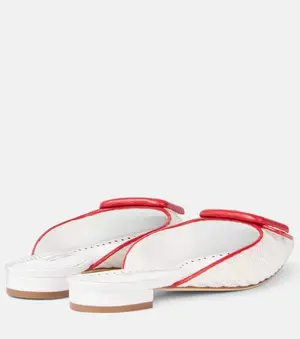 Manolo Blahnik Maysale Raffia Mules