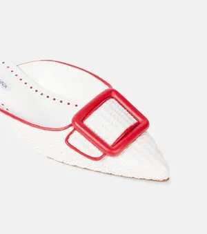 Manolo Blahnik Maysale Raffia Mules