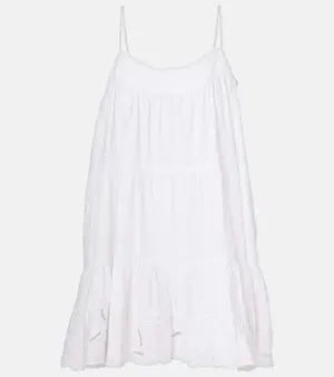 JULIET DUNN Embroidered Cotton Slip Dress - White