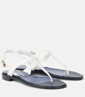 Manolo Blahnik Hata Leather Thong Sandals