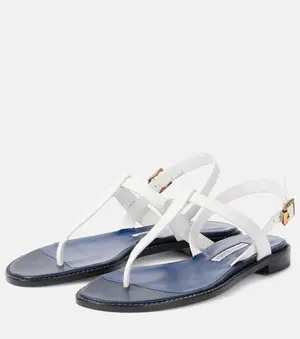 Manolo Blahnik Hata Leather Thong Sandals