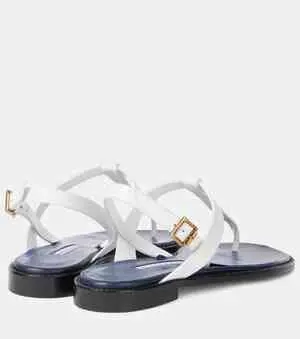 Manolo Blahnik Hata Leather Thong Sandals