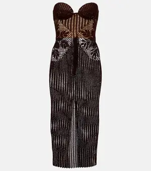 Magda Butrym Crochet Bustier Dress - Brown