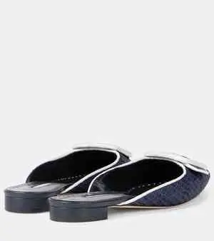 Manolo Blahnik Maysale Raffia Mules