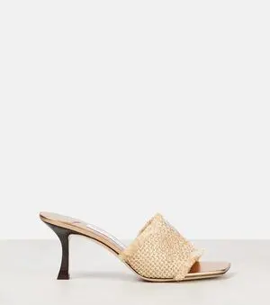 JIMMY CHOO Alexia 70 Logo Woven Lamé Mules