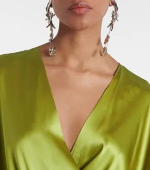 Dries Van Noten Draped Silk-blend Satin Blouse - Green