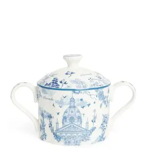 Harrods Bone China Sugar Bowl - Blue