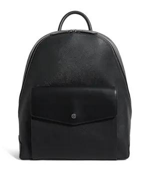 Harrods Saffiano Leather Backpack - Black