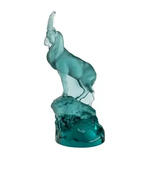 Lalique Crystal Ibex Sculpture Blue