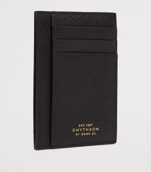 Smythson Panama Leather Compact Card Holder - Black
